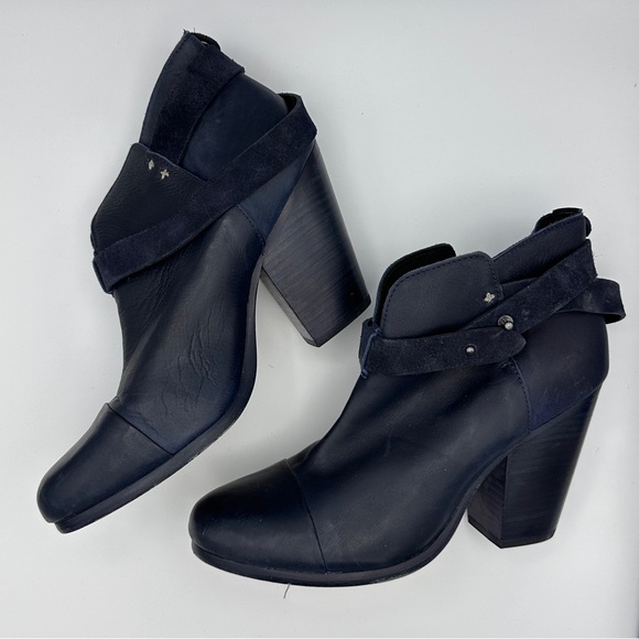 rag & bone | Shoes | Rag Bone Harrow Navy Blue Leather Ankle Boots 75 ...